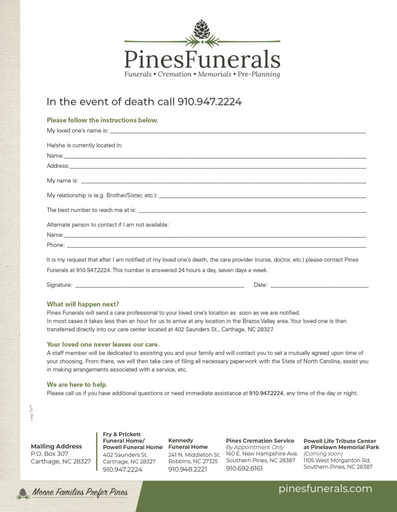 Forms Library - Funerals | Cremation | Memorials | Pre-Planning ...
